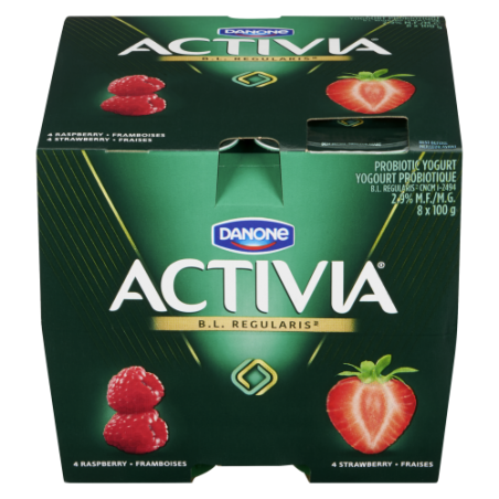 DANONE ACTIVIA STRAW/RASPBERRY - 8 Pack